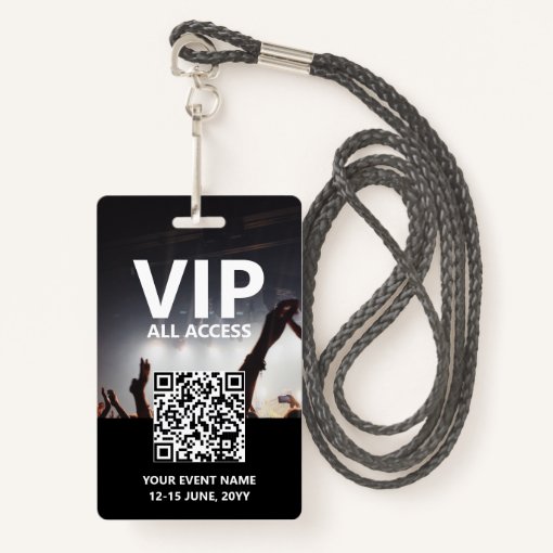 Qr Code VIP All Access Pass Custom Event Badge | Zazzle