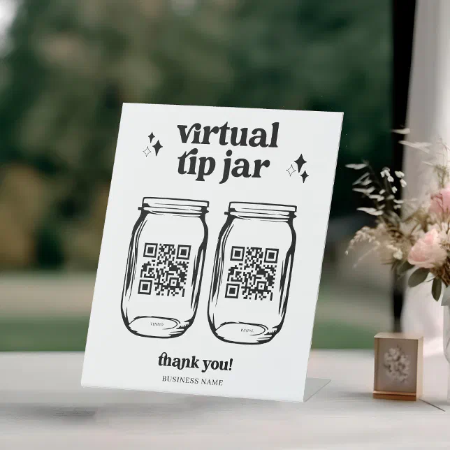 QR Code Virtual Tip Jar Pedestal Sign | Zazzle