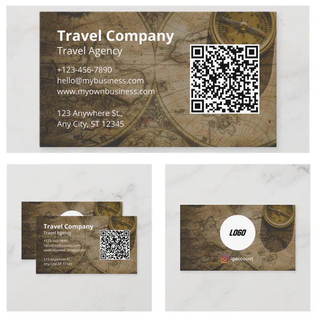 QR Code Website Travel Agency Business Card | Zazzle