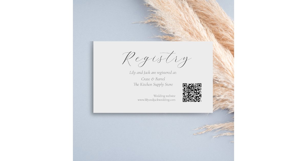 QR Code Wedding Gift Registry Enclosure Card | Zazzle