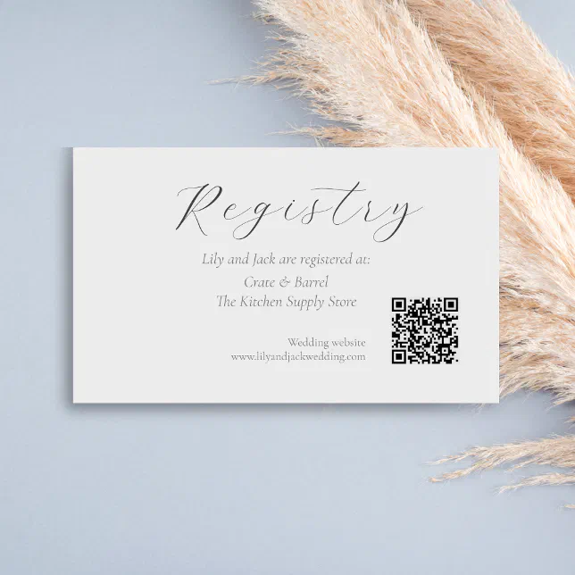 QR Code Wedding Gift Registry Enclosure Card | Zazzle