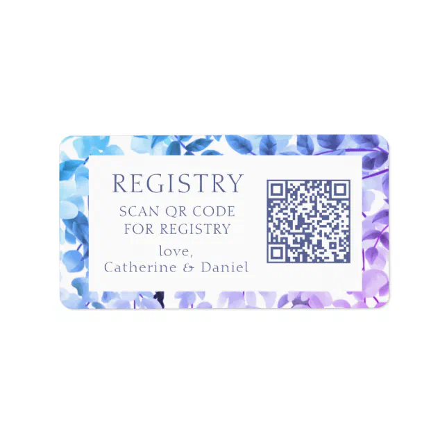 QR Code Wedding Gift Registry Watercolor Floral Label | Zazzle