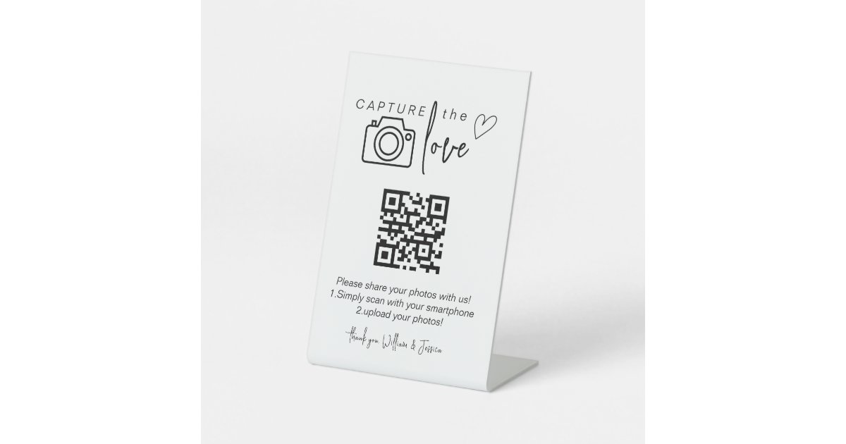 QR Code Wedding Photo Sharing Pedestal Sign | Zazzle