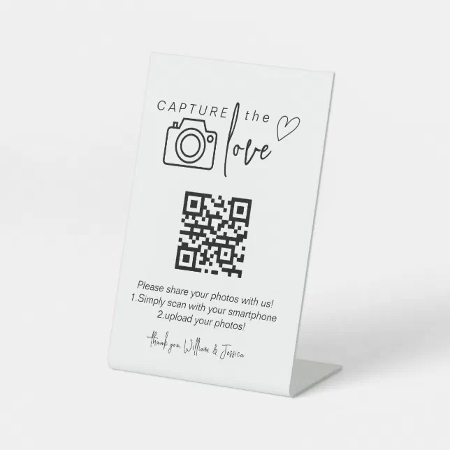 QR Code Wedding Photo Sharing Pedestal Sign | Zazzle