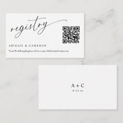 QR Code Wedding Registry Delicate Calligraphy Enclosure Card | Zazzle
