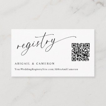 QR Code Wedding Registry Delicate Calligraphy Enclosure Card | Zazzle