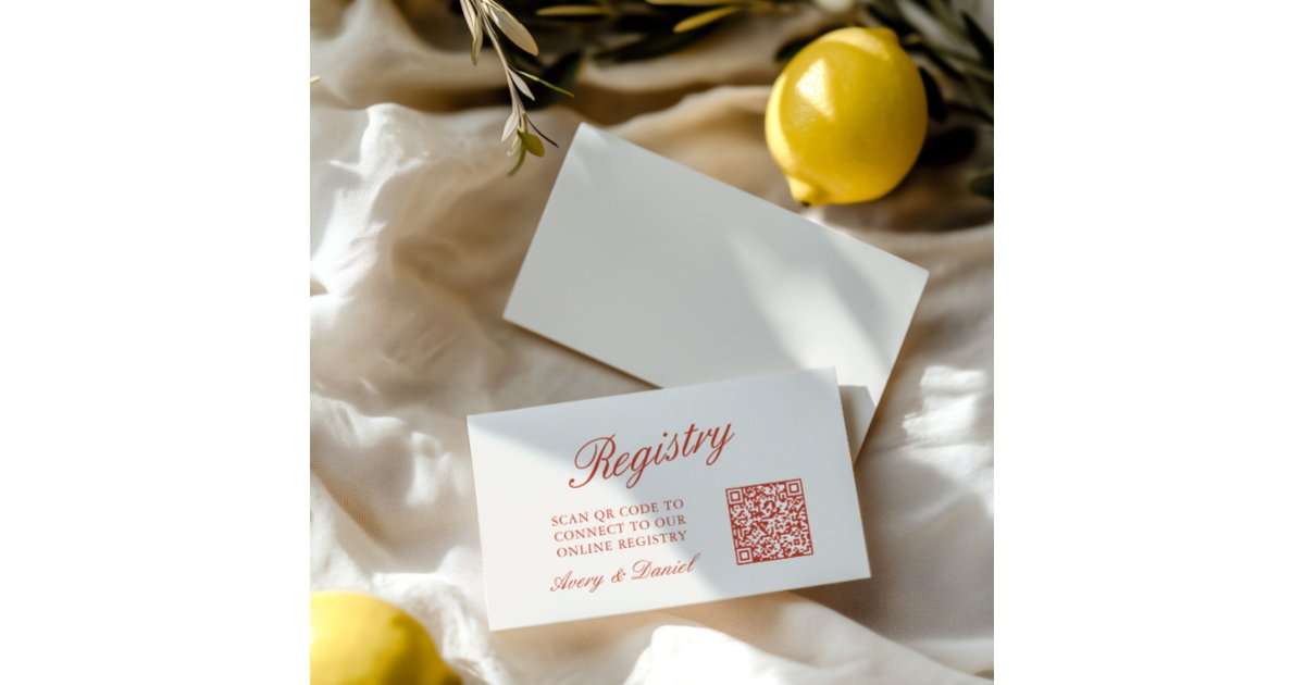 QR Code Wedding Registry Ivory Enclosure Card | Zazzle