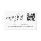 QR Code Wedding Registry Modern Simple Handwriting Enclosure Card | Zazzle