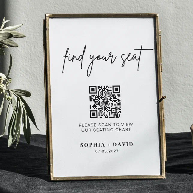 QR code wedding seating chart | find your seat | Zazzle