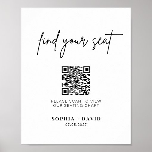 QR code wedding seating chart | find your seat | Zazzle