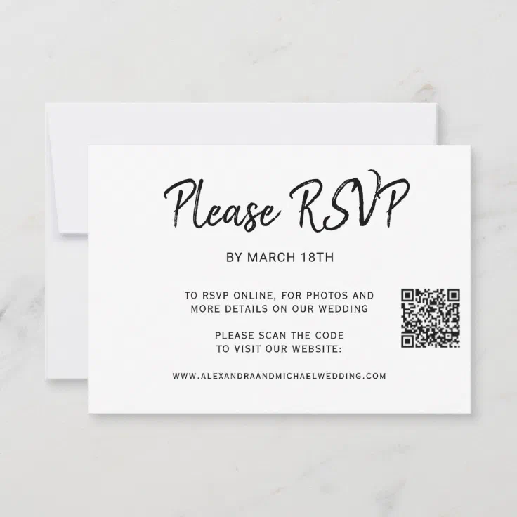 QR CODE wedding website online response RSVP card | Zazzle