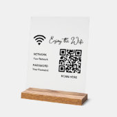 QR Code White Enjoy The Wifi Tabletop Acrylic Sign | Zazzle