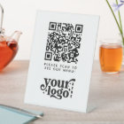 QR Code White Menu Logo Contactless Modern Cafe Pedestal Sign | Zazzle