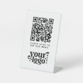 QR Code White Menu Logo Contactless Modern Cafe Pedestal Sign | Zazzle