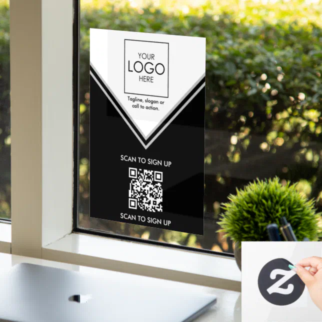 QR Code Window Decal Upload Your Logo Window Cling | Zazzle