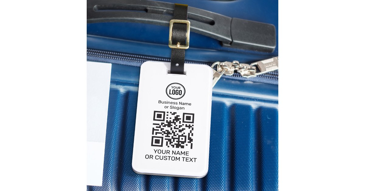 QR Code With Text And Logo Luggage Tag | Zazzle