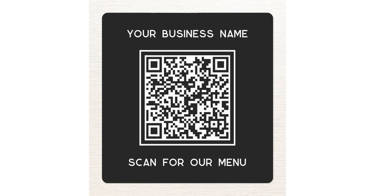 QR Code With Text Business Scan for Menu Labels | Zazzle