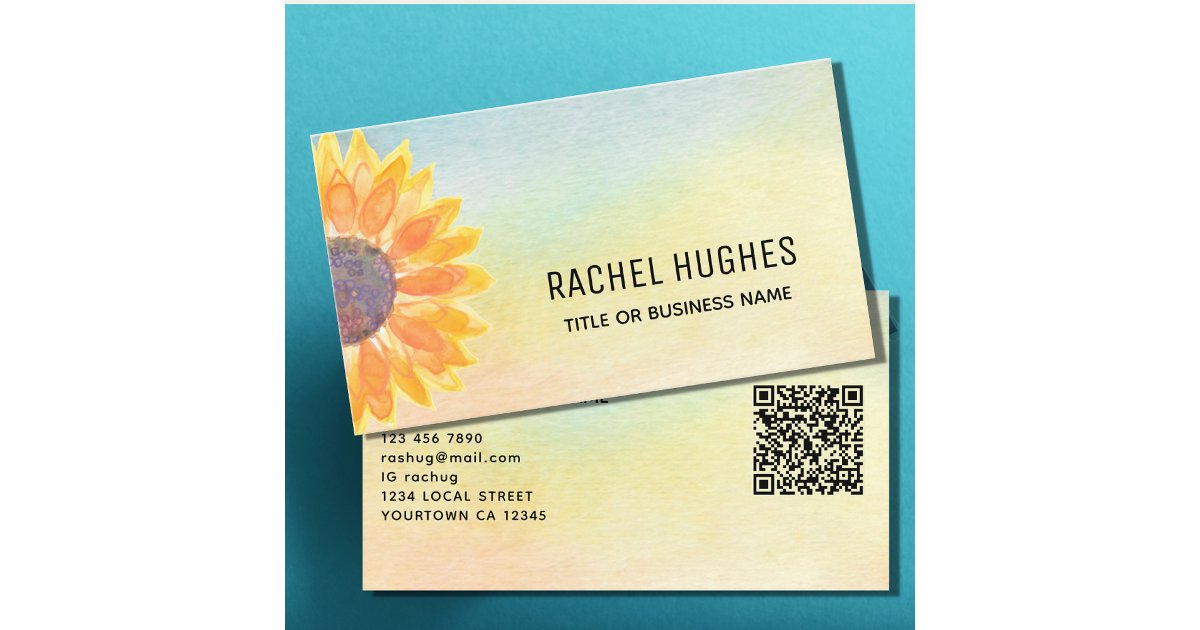 QR Code Yellow Sunflower Business Card | Zazzle