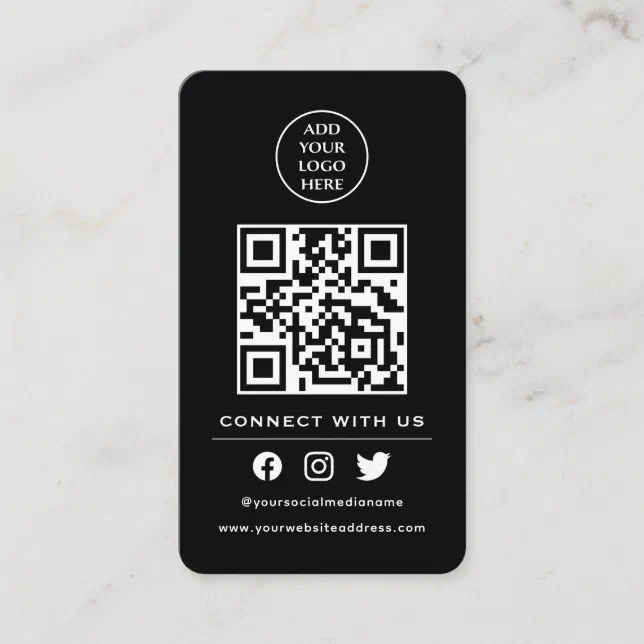 QR Code Your Logo Follow Scan To Connect With Us Business Card | Zazzle
