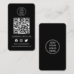 QR Code Your Logo Follow Scan To Connect With Us Business Card | Zazzle
