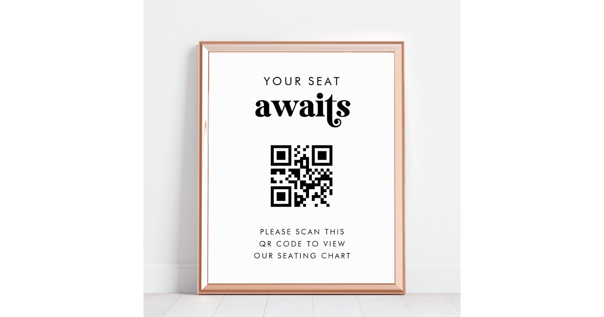 QR Code Your Seat Awaits Wedding Seating Chart | Zazzle