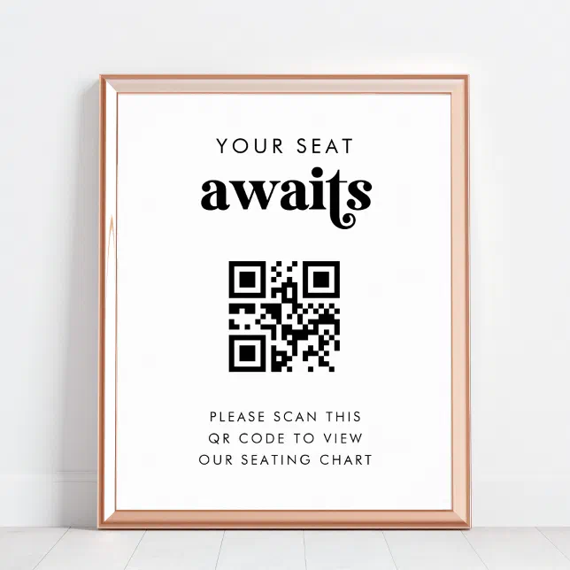 QR Code Your Seat Awaits Wedding Seating Chart | Zazzle