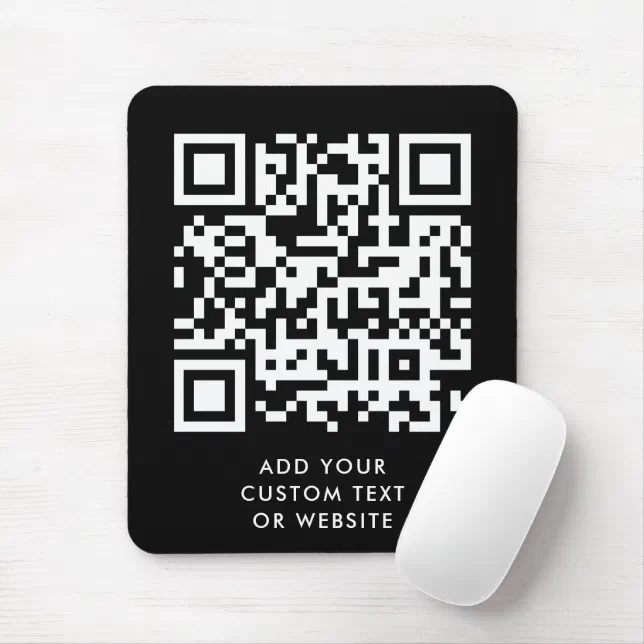 QR Code | Your Text Black Modern Minimalist Mouse Pad | Zazzle