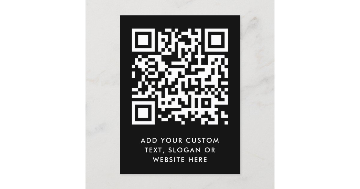 QR Code | Your Text Black Modern Minimalist Simple Postcard | Zazzle
