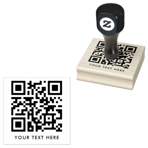 QR Code | Your Text Modern Minimalist Clean Simple Rubber Stamp | Zazzle