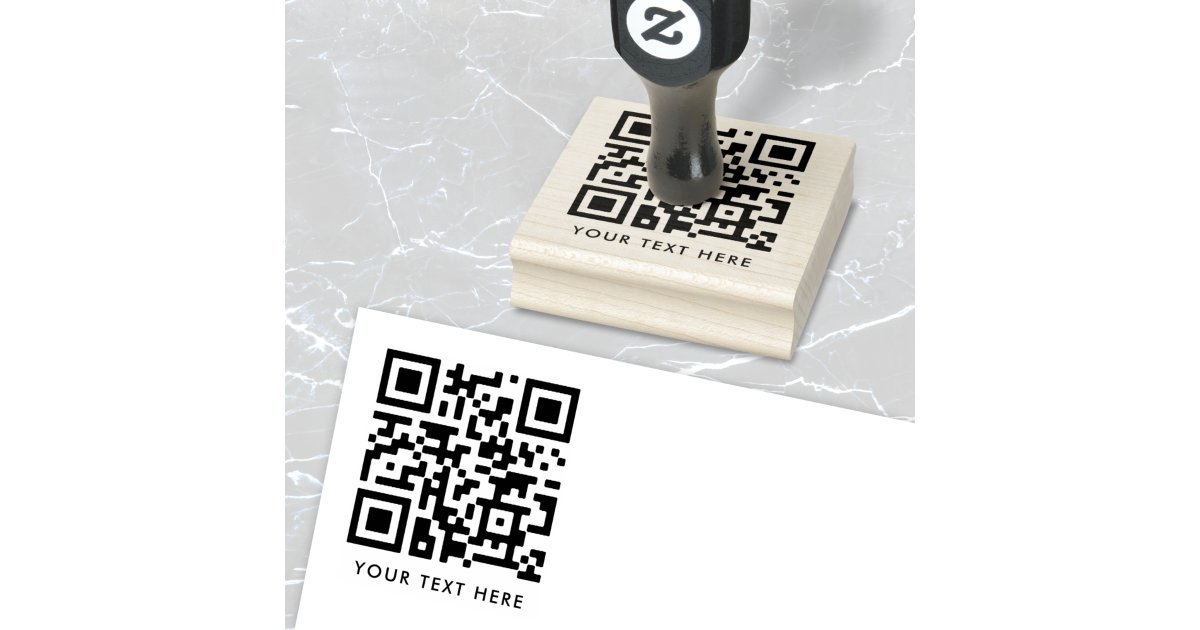 QR Code | Your Text Modern Minimalist Clean Simple Rubber Stamp | Zazzle