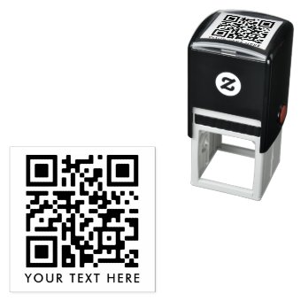 QR Code | Your Text Modern Minimalist Clean Simple Self-inking Stamp ...