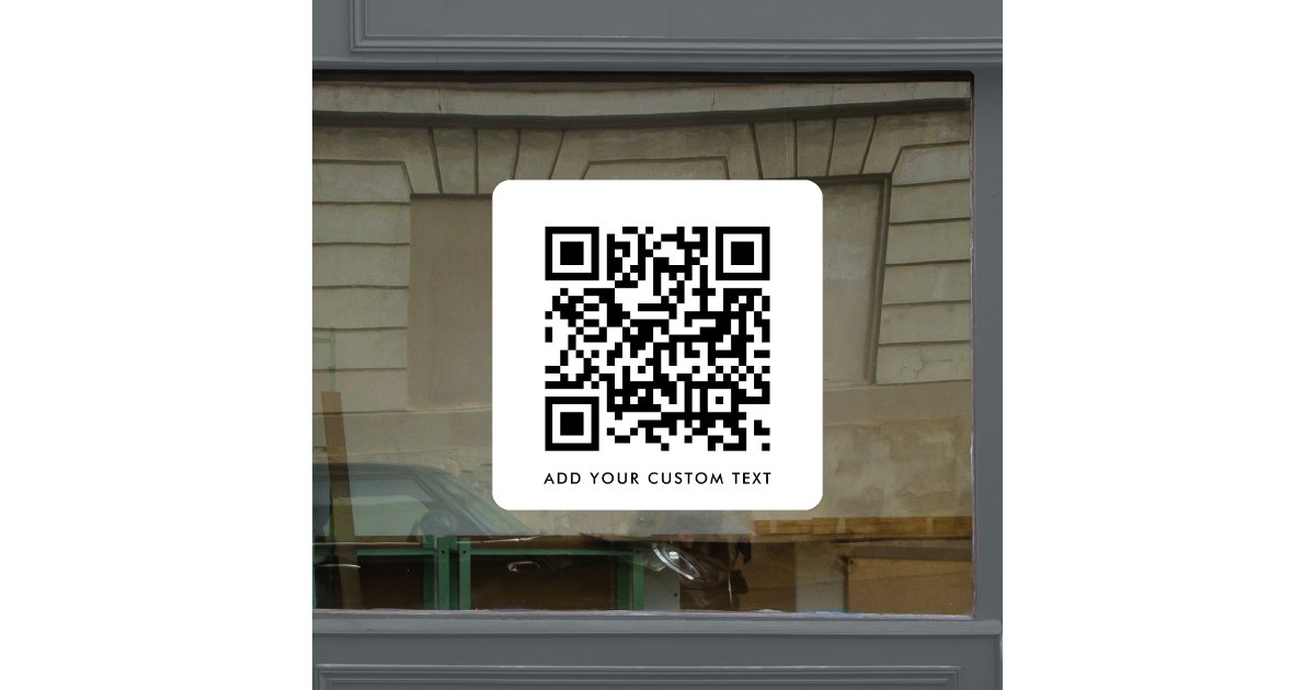 QR Code | Your Text Modern Minimalist Simple White Window Cling | Zazzle