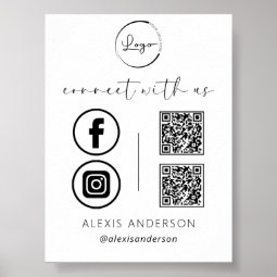 QR Connect With Us Business Logo Social Media Poster | Zazzle