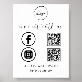 QR Connect With Us Business Logo Social Media Poster | Zazzle