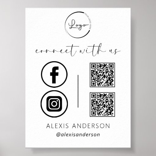 QR Connect With Us Business Logo Social Media Poster | Zazzle