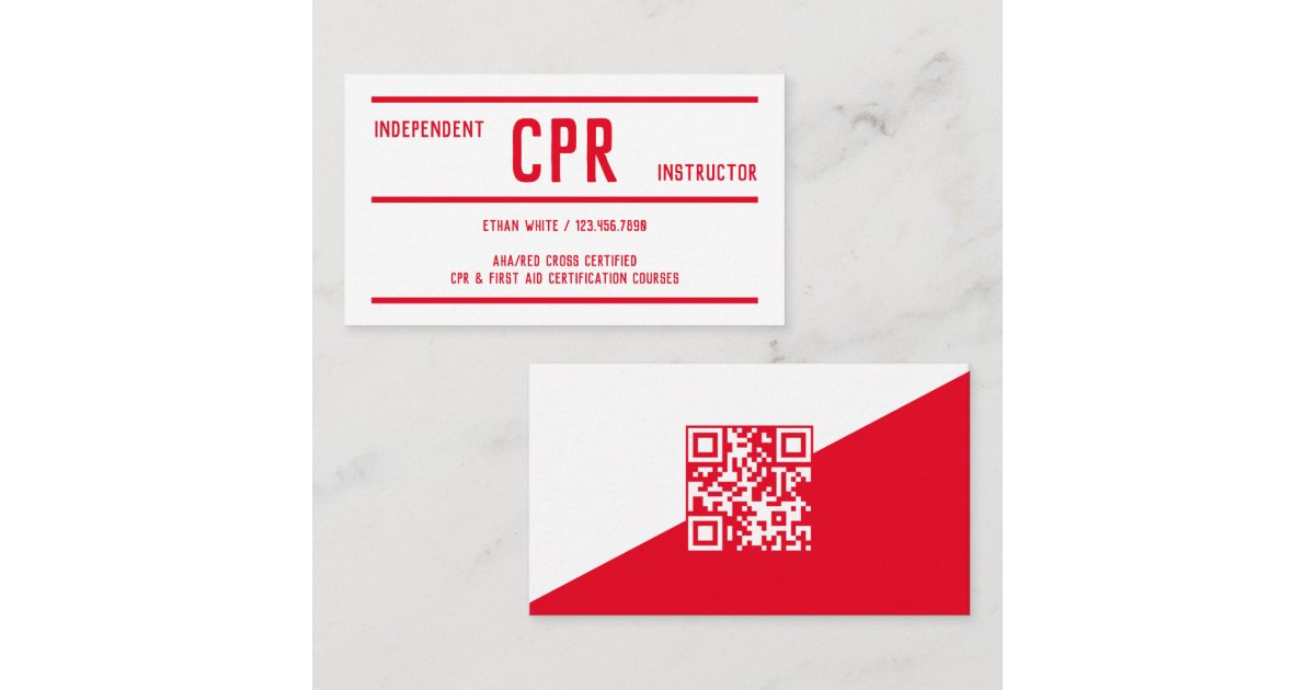 QR CPR Training & First Aid Instructor Business Card | Zazzle
