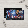 QR Electrician Patriotic Flag AP75 Photo Business Card | Zazzle