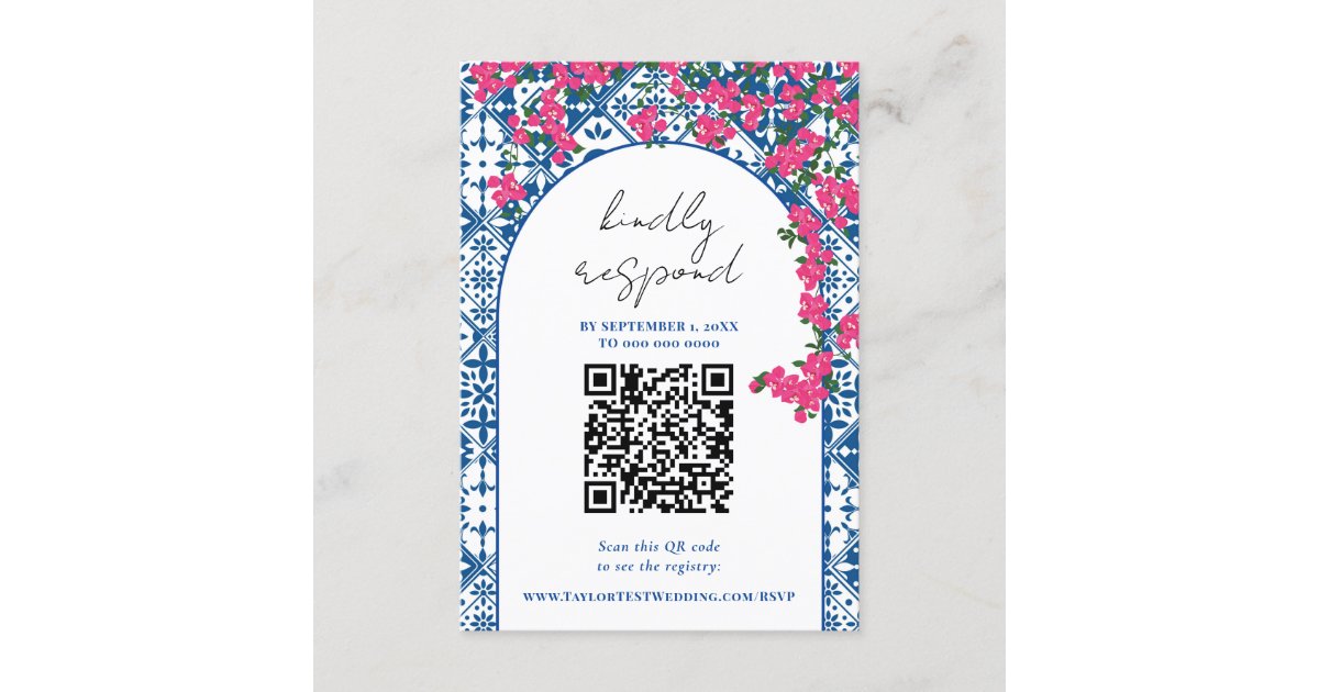 QR Elegant Calligraphy Wedding response card RSVP | Zazzle