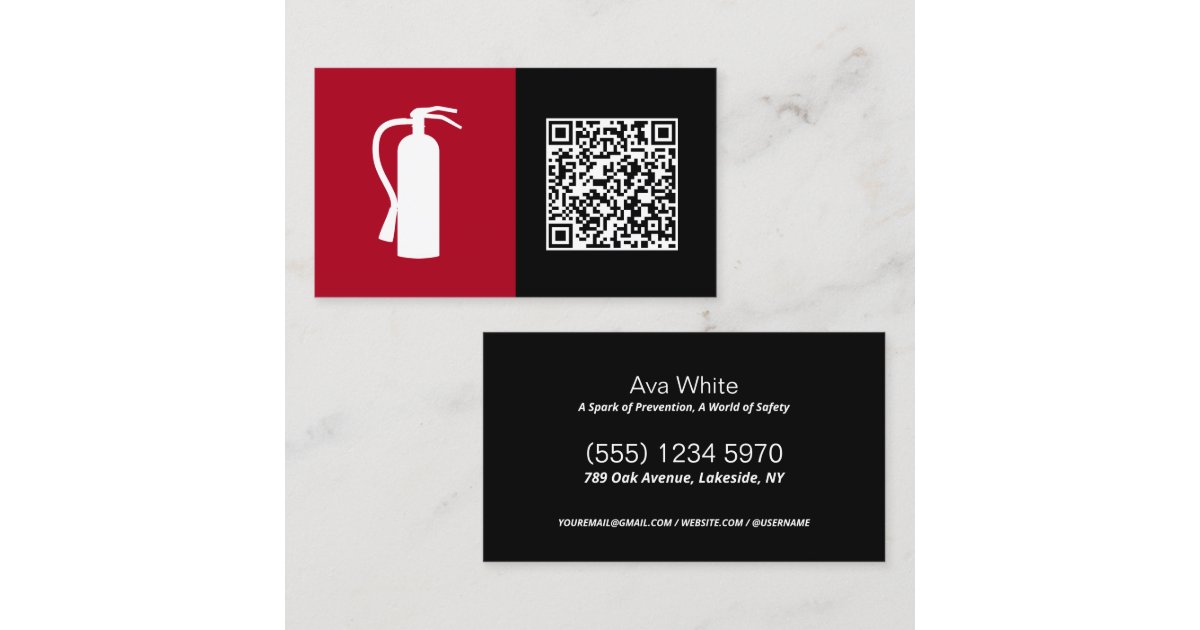 QR Fire Safety Business Card | Zazzle