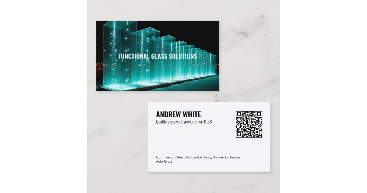 QR Glass Company Business Card | Zazzle