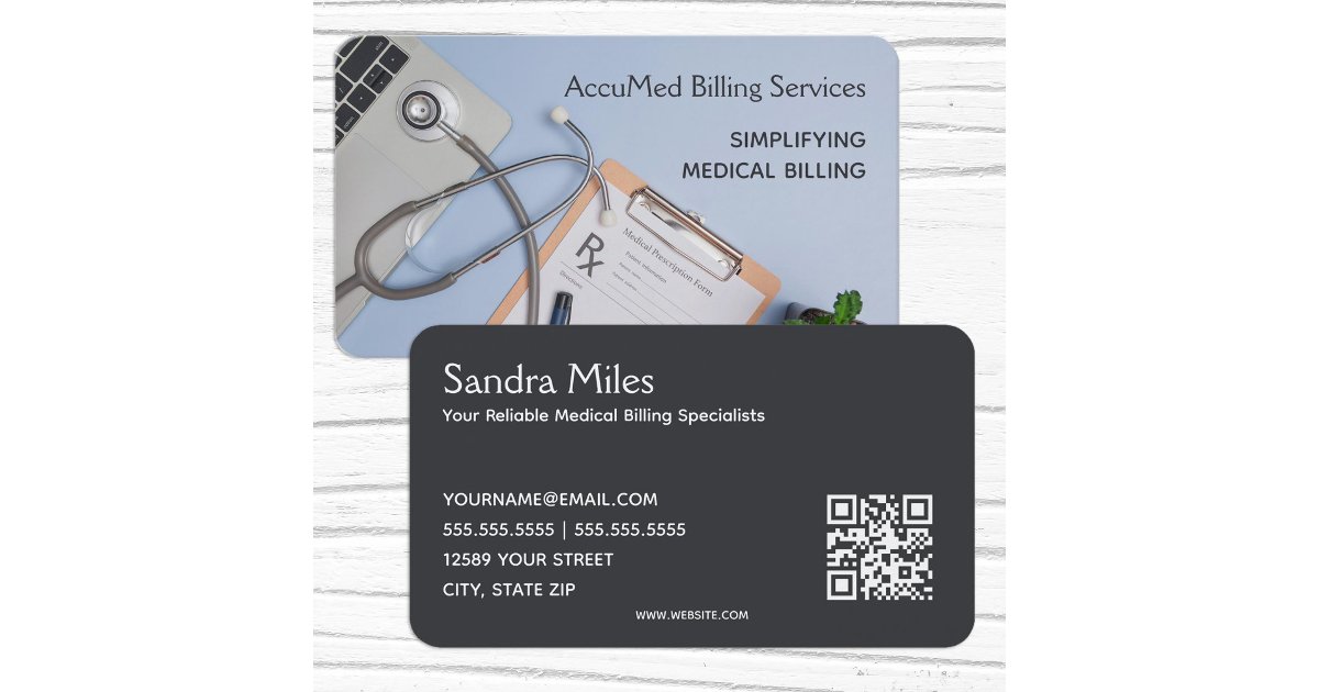 QR Medical Billing Business Card | Zazzle