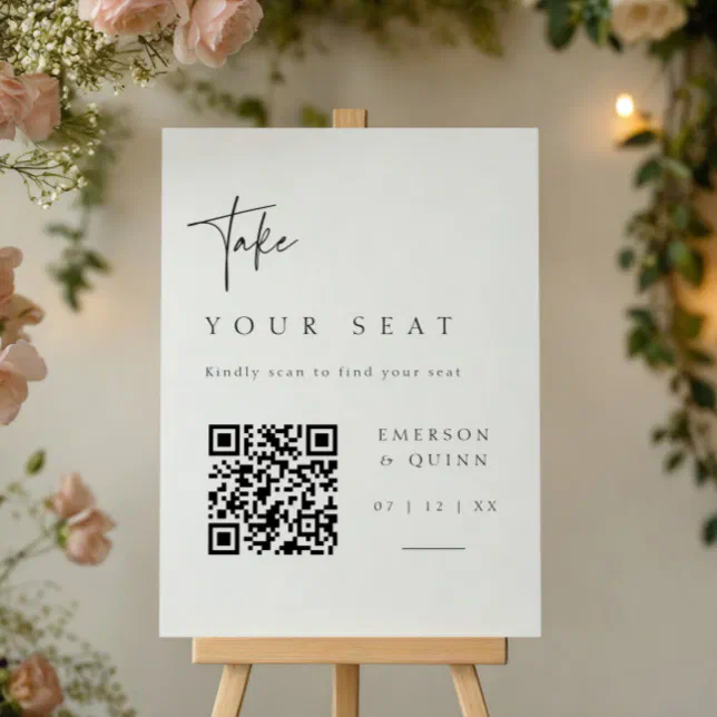 QR Mobile Seating Chart Sign Wedding Table Poster | Zazzle