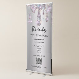 QR OR Logo Expo Drip Store Shop Silver Retractable Banner | Zazzle