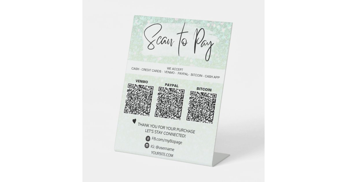 QR PAYMENT Table Tent Pedestal Sign Tabletop | Zazzle