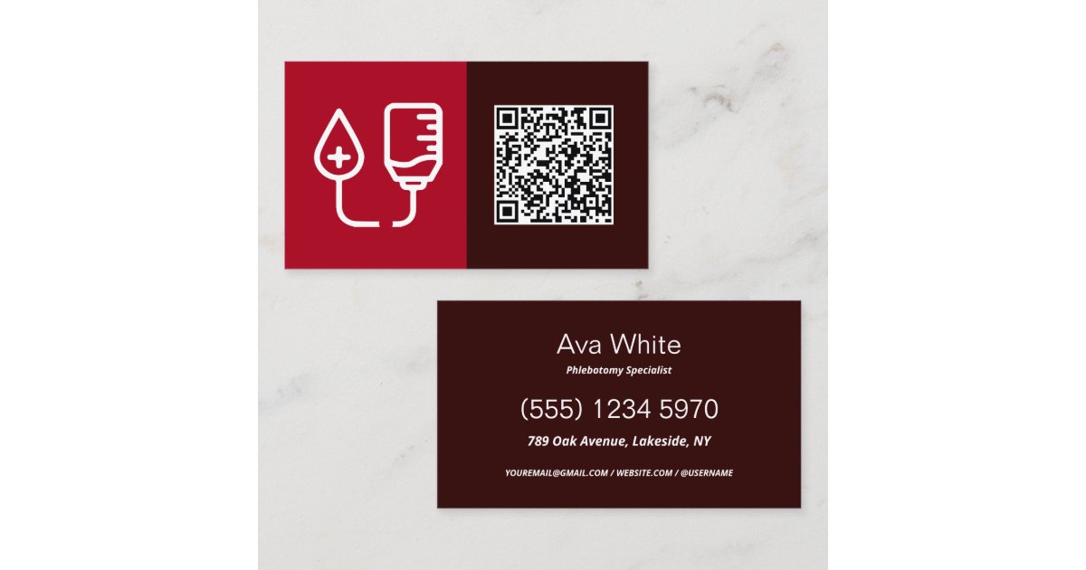 QR Phlebotomy Business Card | Zazzle