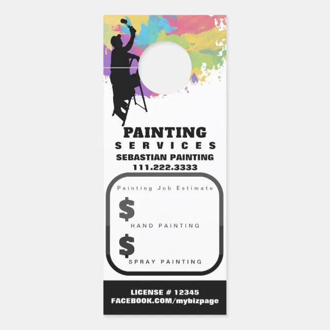 QR Quote Estimate Home Exterior Painting Door Hanger | Zazzle