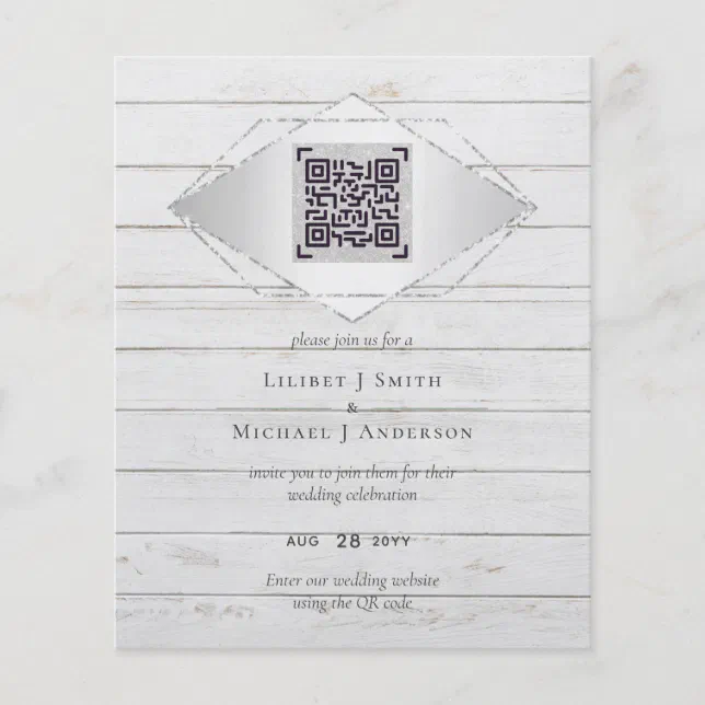 QR Scanning Code Wedding Invitations Diamond Chic Flyer | Zazzle