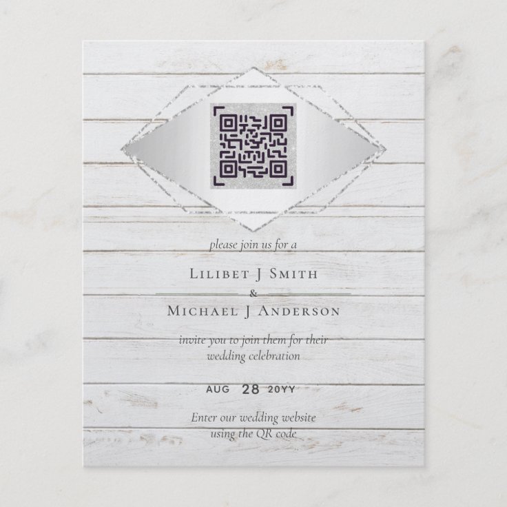 QR Scanning Code Wedding Invitations Diamond Chic Flyer | Zazzle