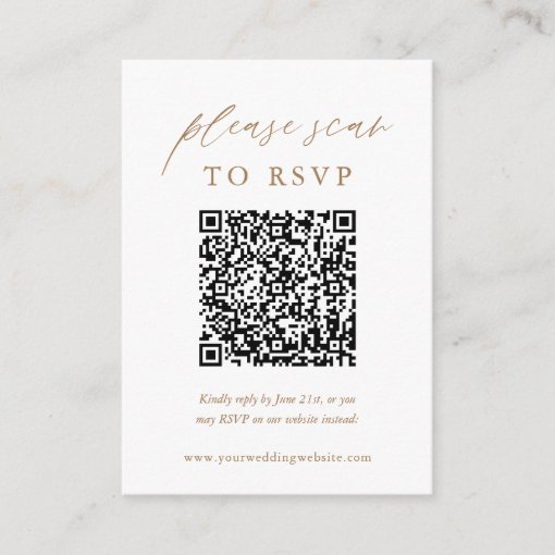 QR Wedding Please Scan To Gold Photo RSVP Enclosure Card | Zazzle