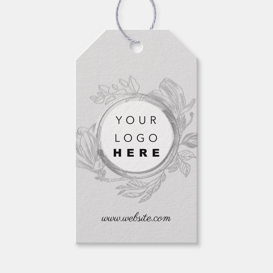 QrCode Logo Product Description Price Floral Royal Gift Tags | Zazzle